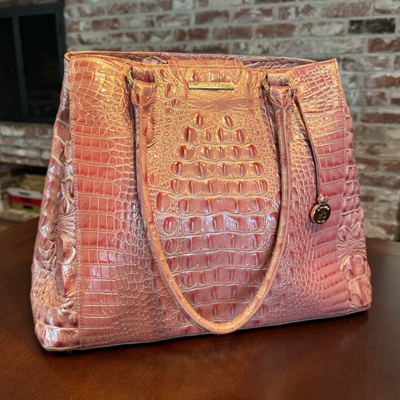 Brahmin | Bags | Limited Edition Brahmin Pink Tote In Crocembossed ...